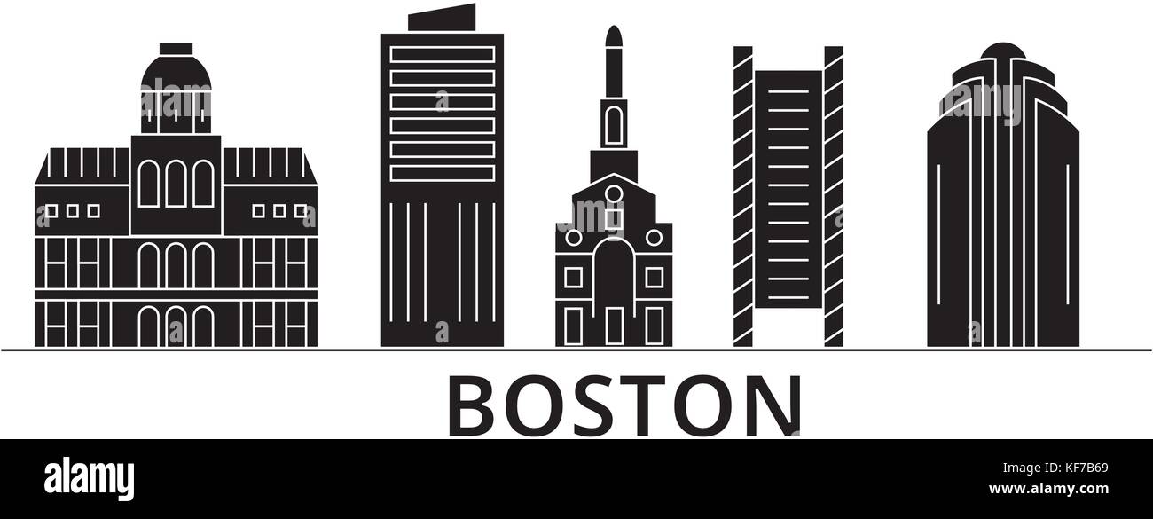 Boston architecture vector city skyline, travel cityscape with ...