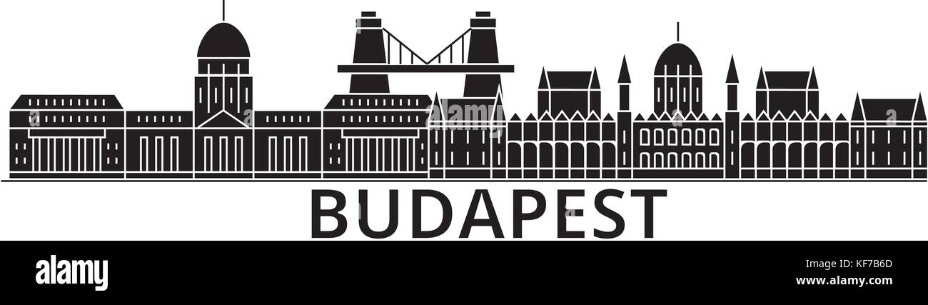 Budapest architecture vector city skyline, travel cityscape with ...