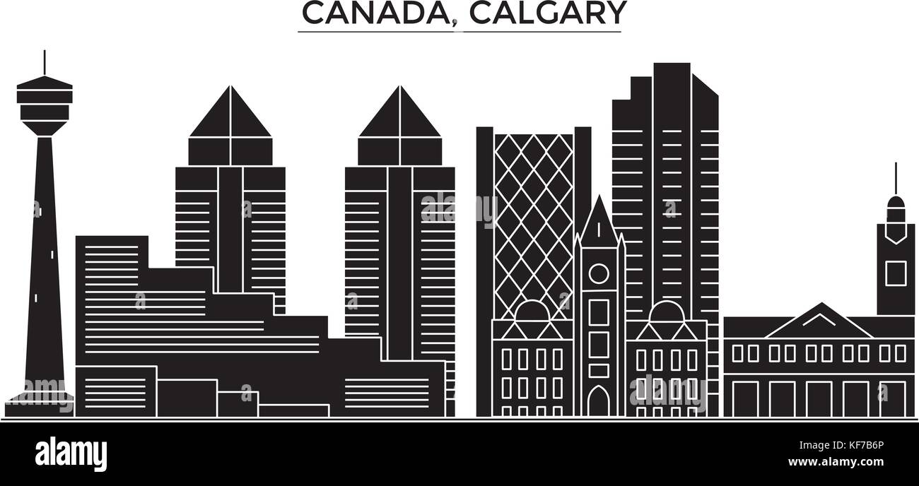 Canada, Calgary architecture vector city skyline, travel cityscape with ...