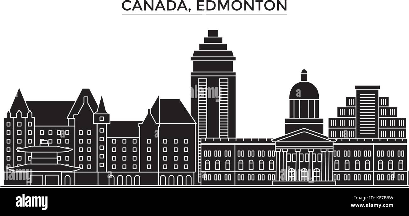 Canada, Edmonton architecture vector city skyline, travel cityscape ...