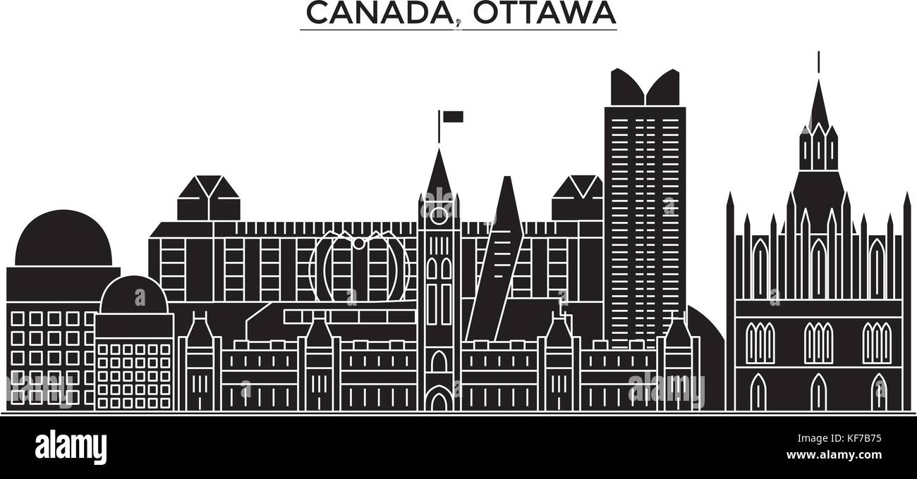 Canada, Ottawa architecture vector city skyline, travel cityscape with ...