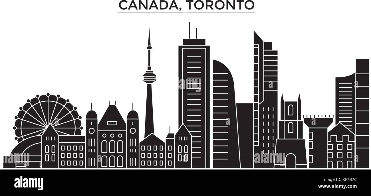 Canada, Toronto architecture vector city skyline, travel cityscape with landmarks, buildings ...