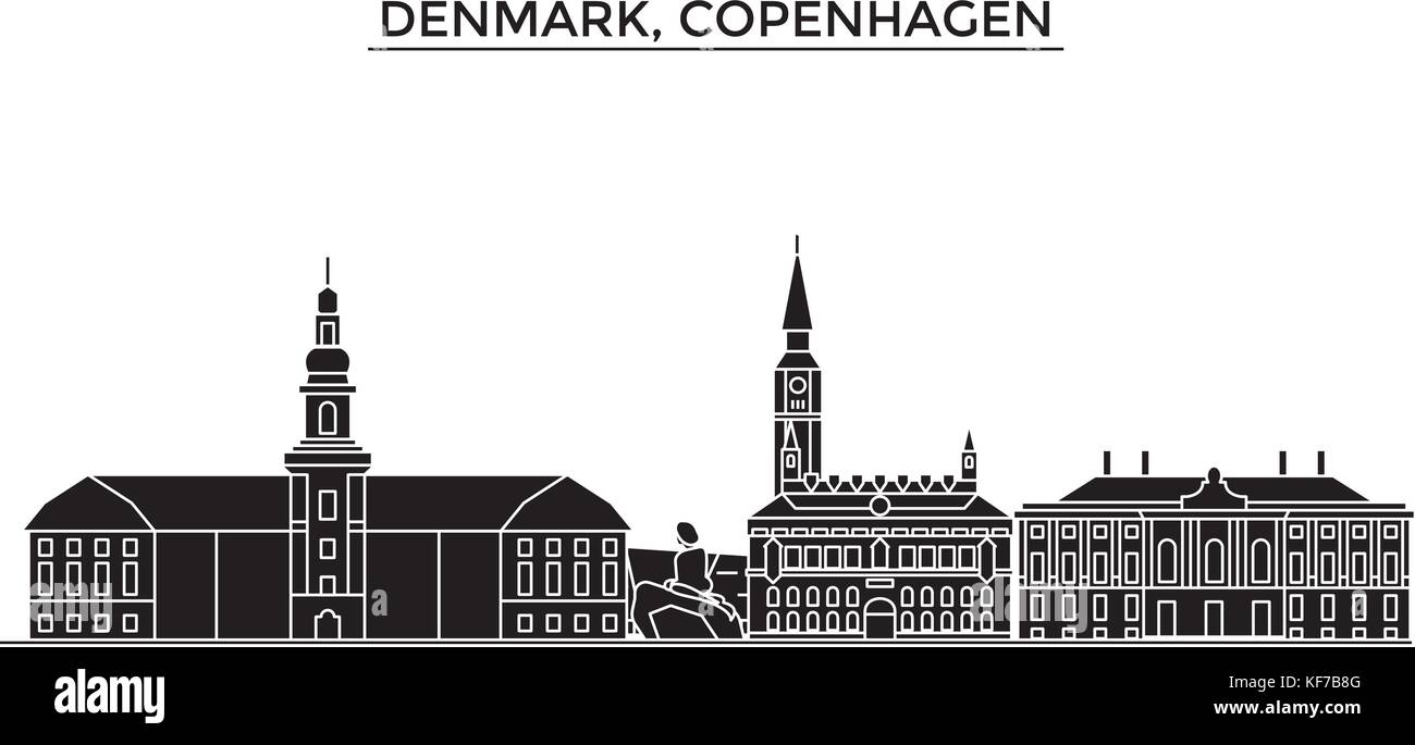 Denmark, Copenhagen architecture vector city skyline, travel cityscape ...
