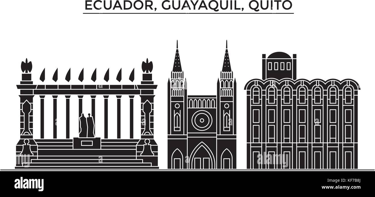 Ecuador, Guayaquil, Quito architecture vector city skyline, travel ...