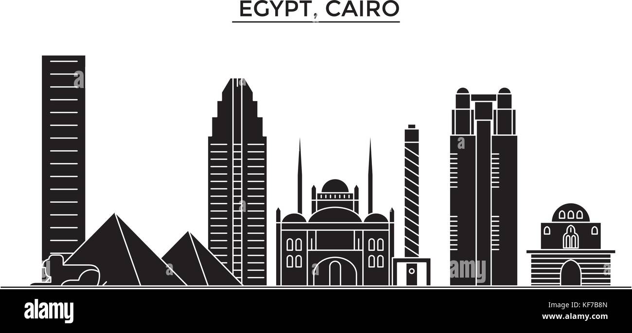 Egypt, Cairo architecture vector city skyline, travel cityscape with ...