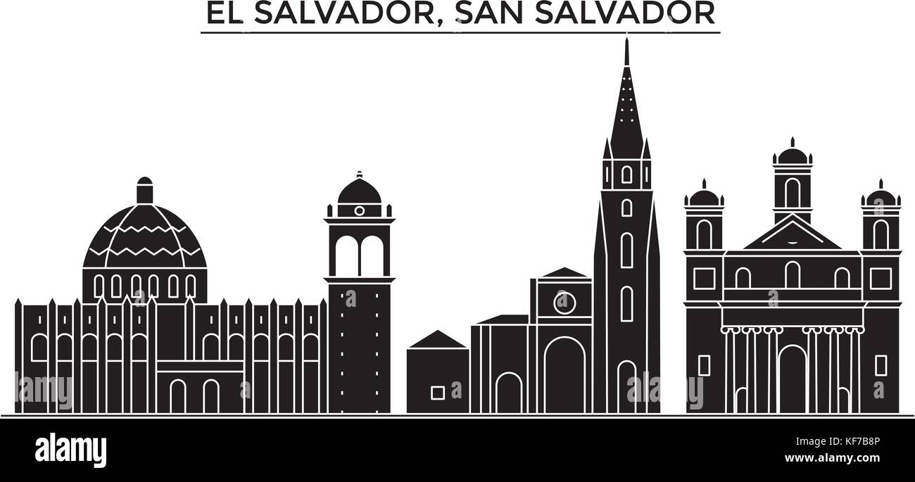 El Salvador, San Salvador architecture vector city skyline, travel ...