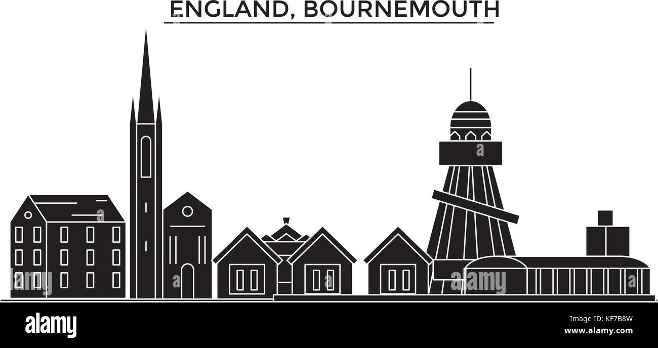 England, Bournemouth architecture vector city skyline, travel cityscape ...