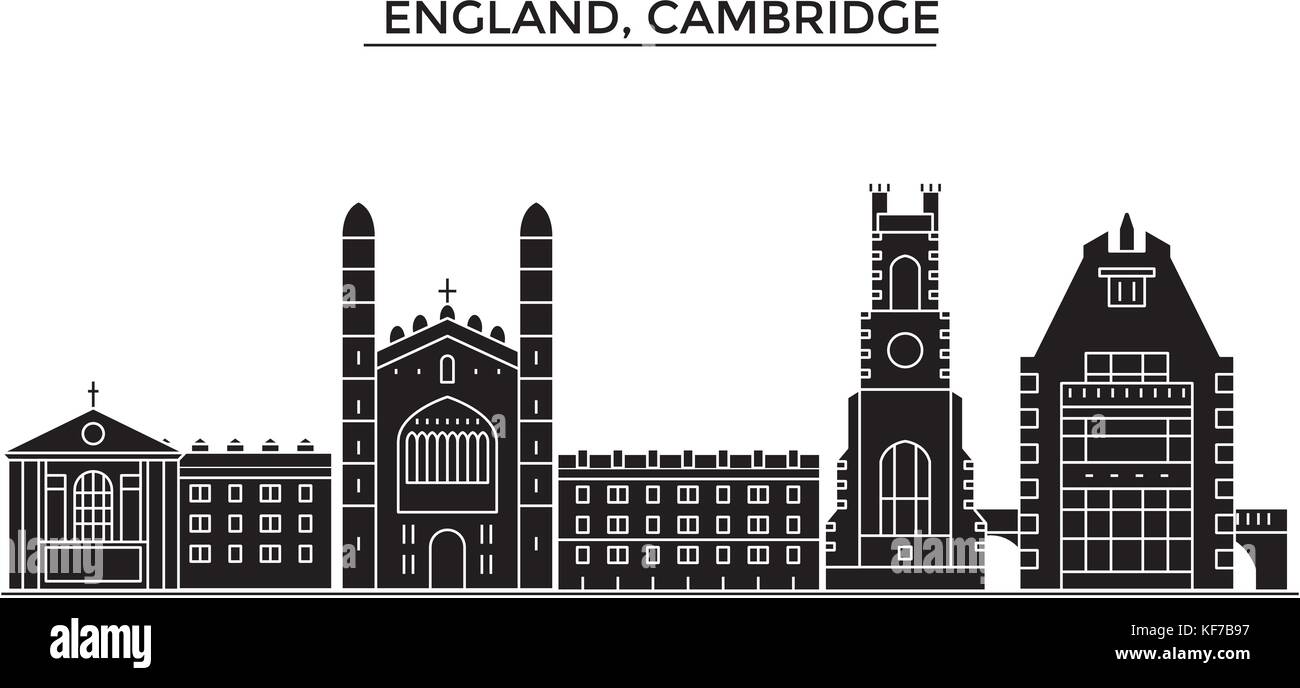 England, Cambridge architecture vector city skyline, travel cityscape ...