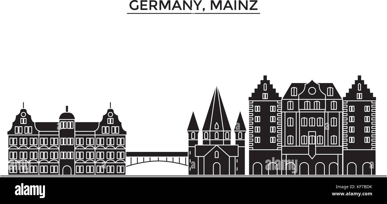 Germany, Mainz architecture vector city skyline, travel cityscape with ...