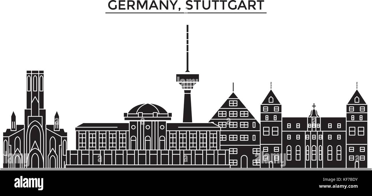 Germany, Stuttgart architecture vector city skyline, travel cityscape ...