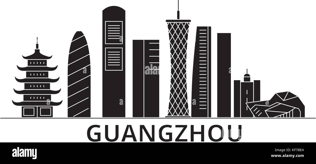 Guangzhou architecture vector city skyline, travel cityscape with ...