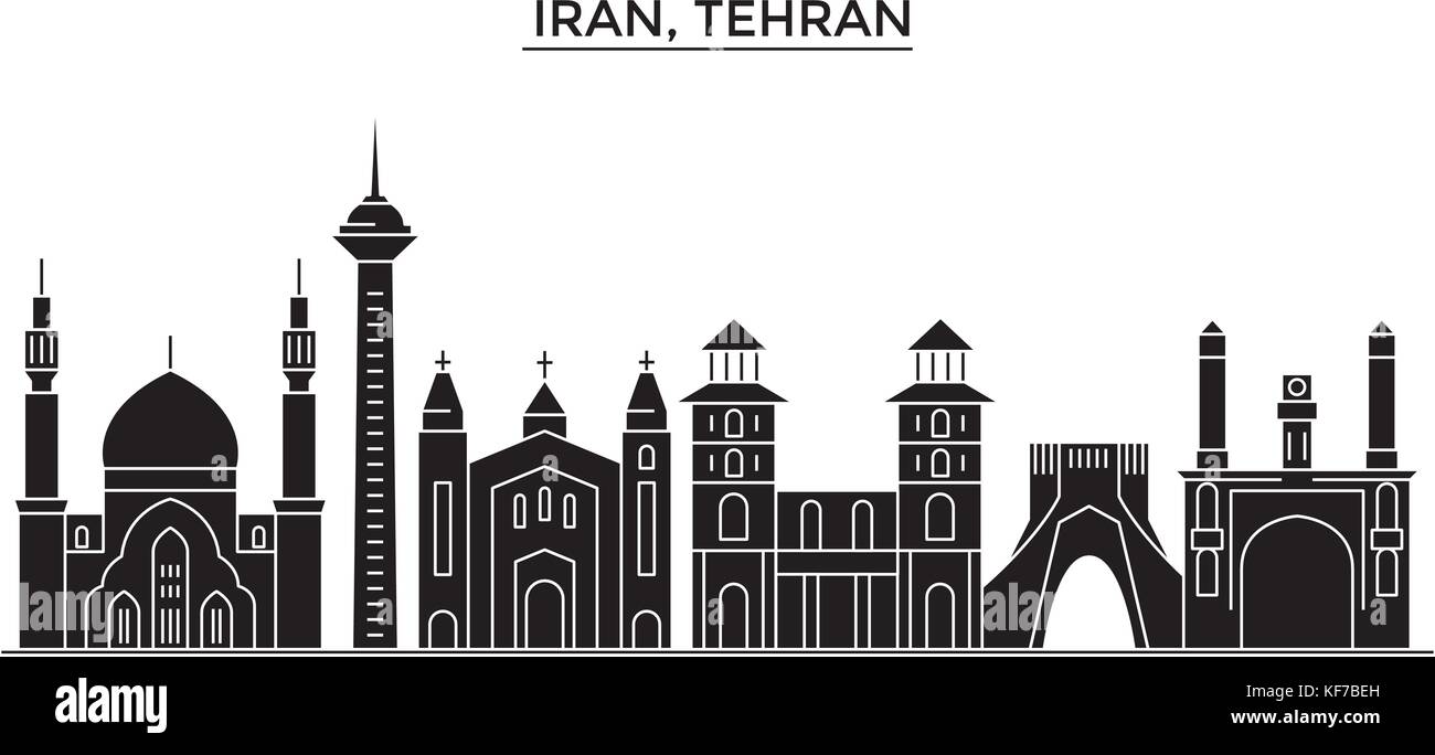 Iran, Tehran architecture vector city skyline, travel cityscape with ...