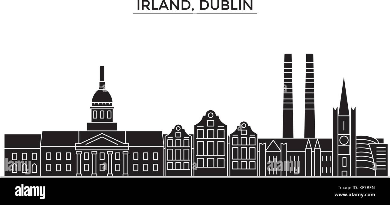 Irland, Dublin architecture vector city skyline, travel cityscape with ...