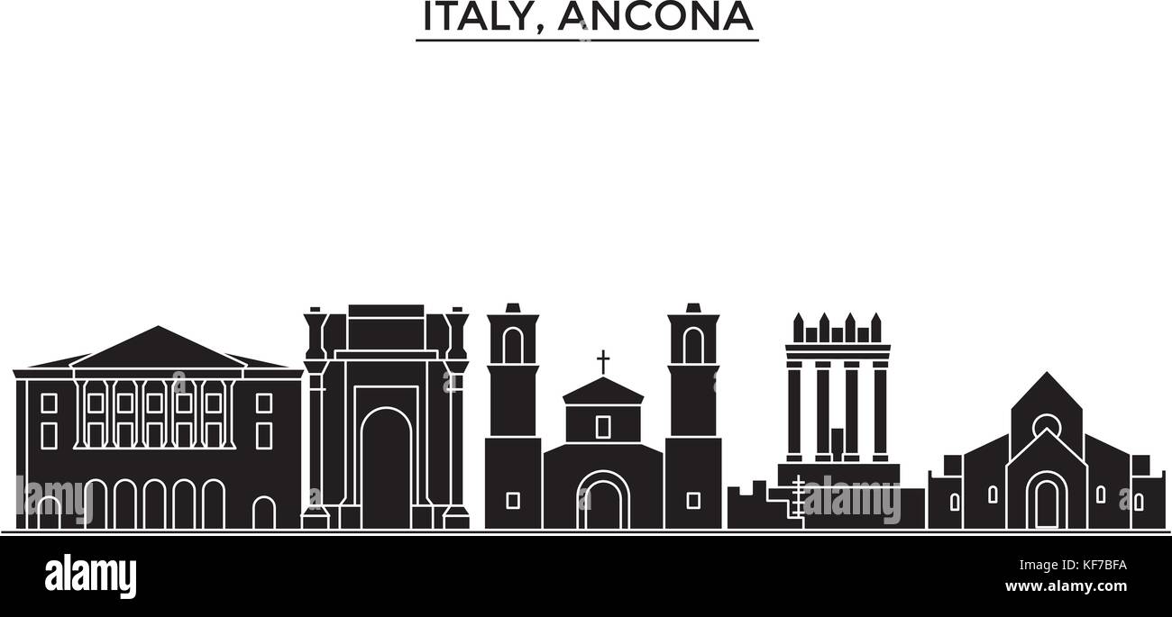 Italy, Ancona architecture vector city skyline, travel cityscape with ...