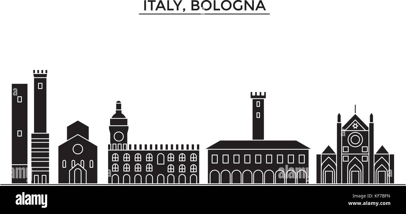 Italy, Bologna architecture vector city skyline, travel cityscape with ...