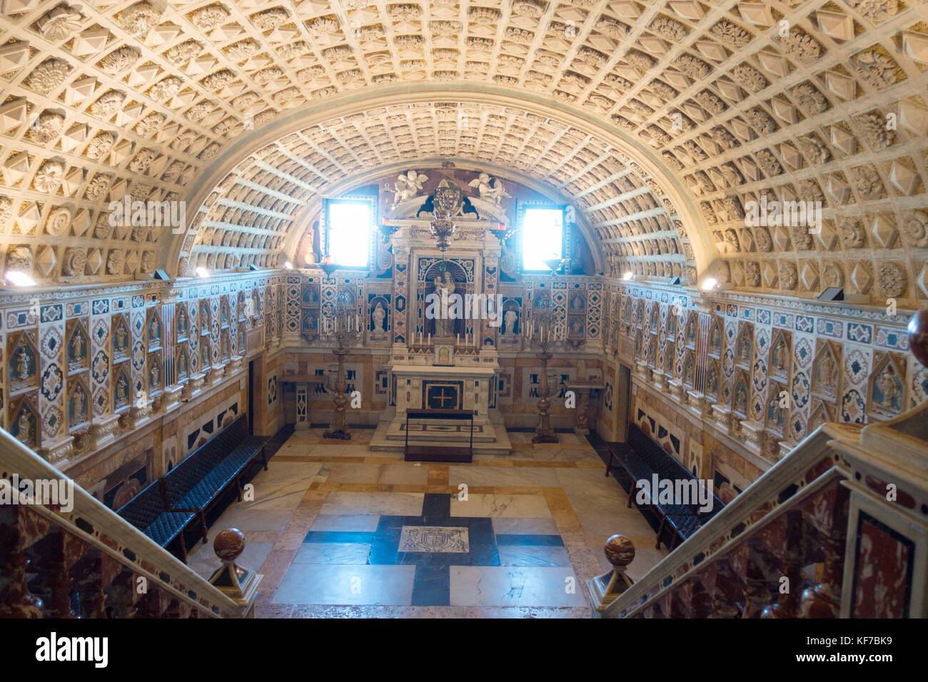 The highly decorated subterranean crypt beneath the altar of the ...