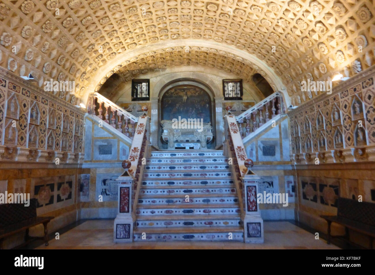 The highly decorated subterranean crypt beneath the altar of the ...