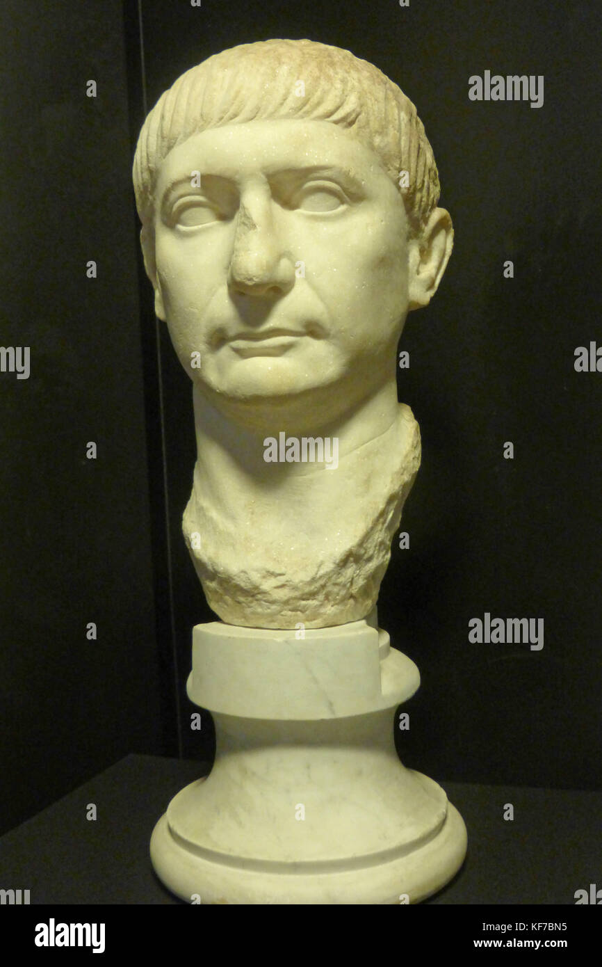 Sculpture portrait of the Roman Emperor, Trajan, early second century A ...
