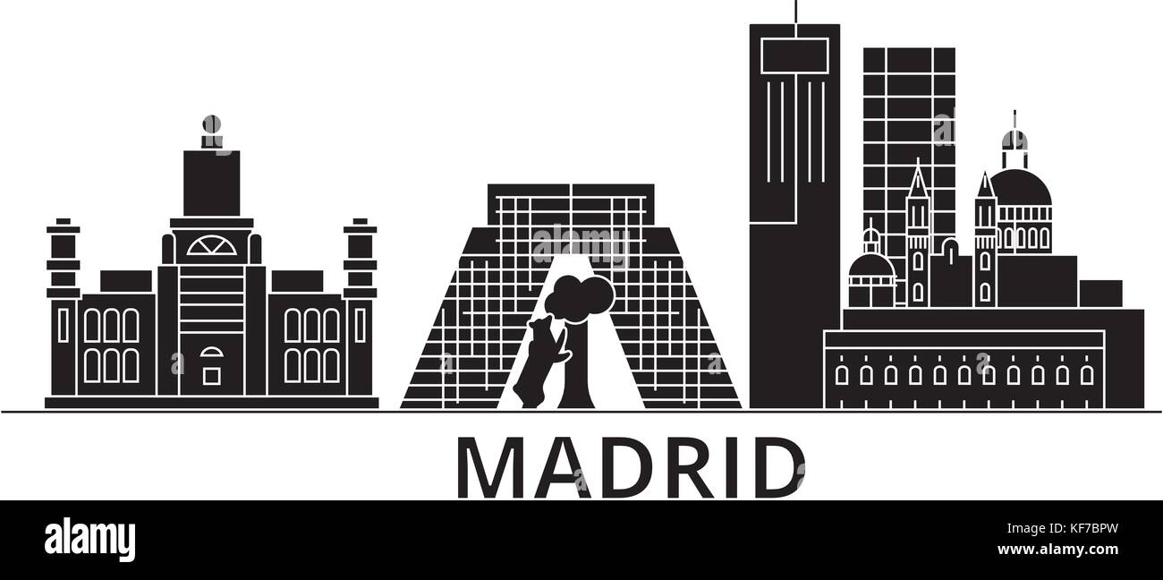 Madrid architecture vector city skyline, travel cityscape with ...