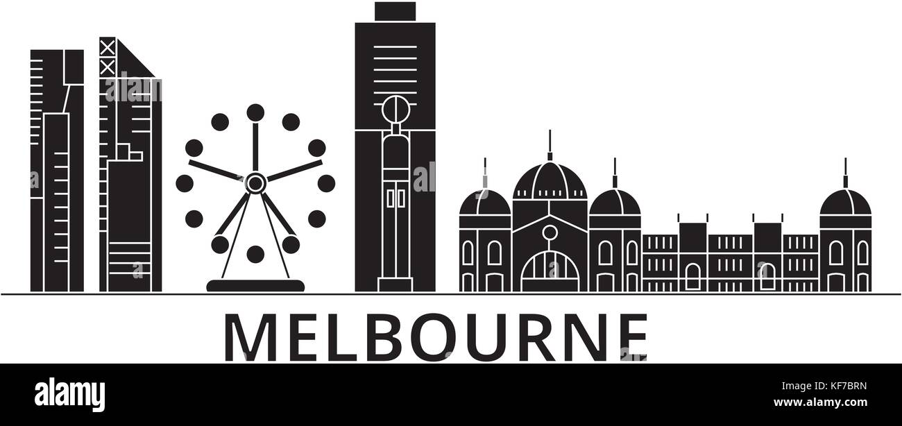 Melbourne architecture vector city skyline, travel cityscape with ...