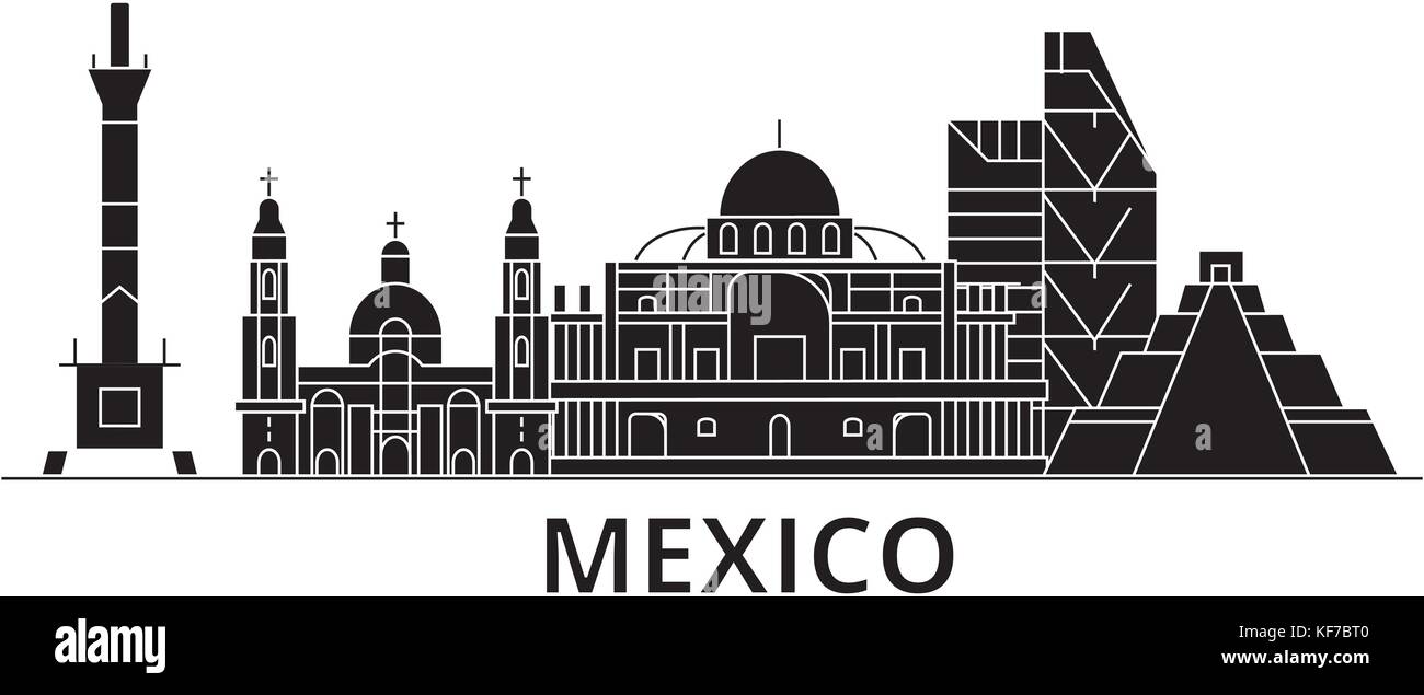 Mexico architecture vector city skyline, travel cityscape with ...