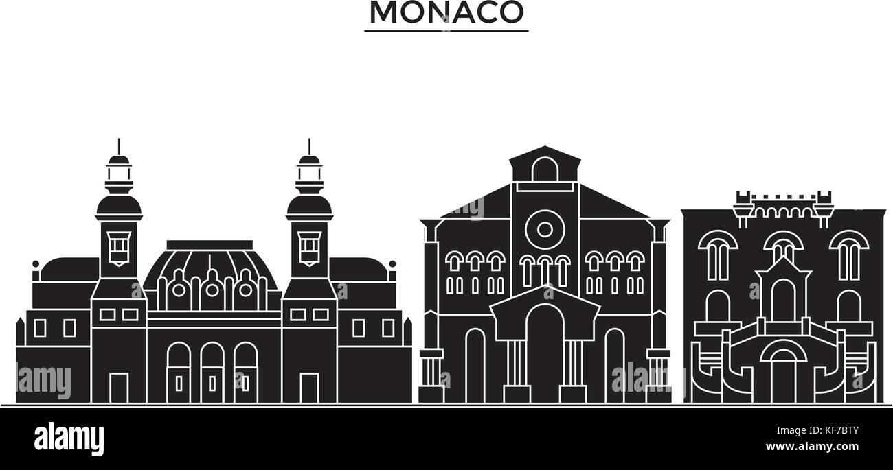 Monaco architecture vector city skyline, travel cityscape with ...