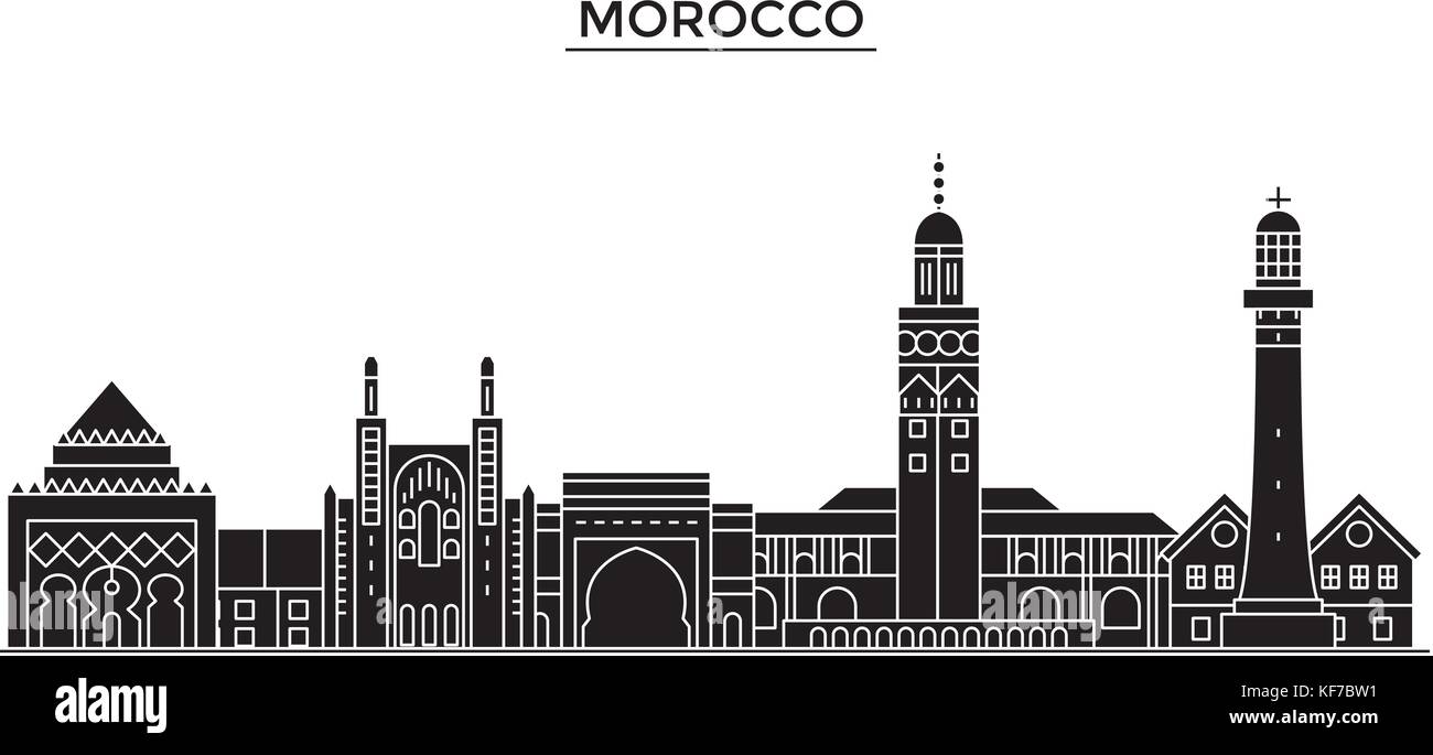Morocco architecture vector city skyline, travel cityscape with ...