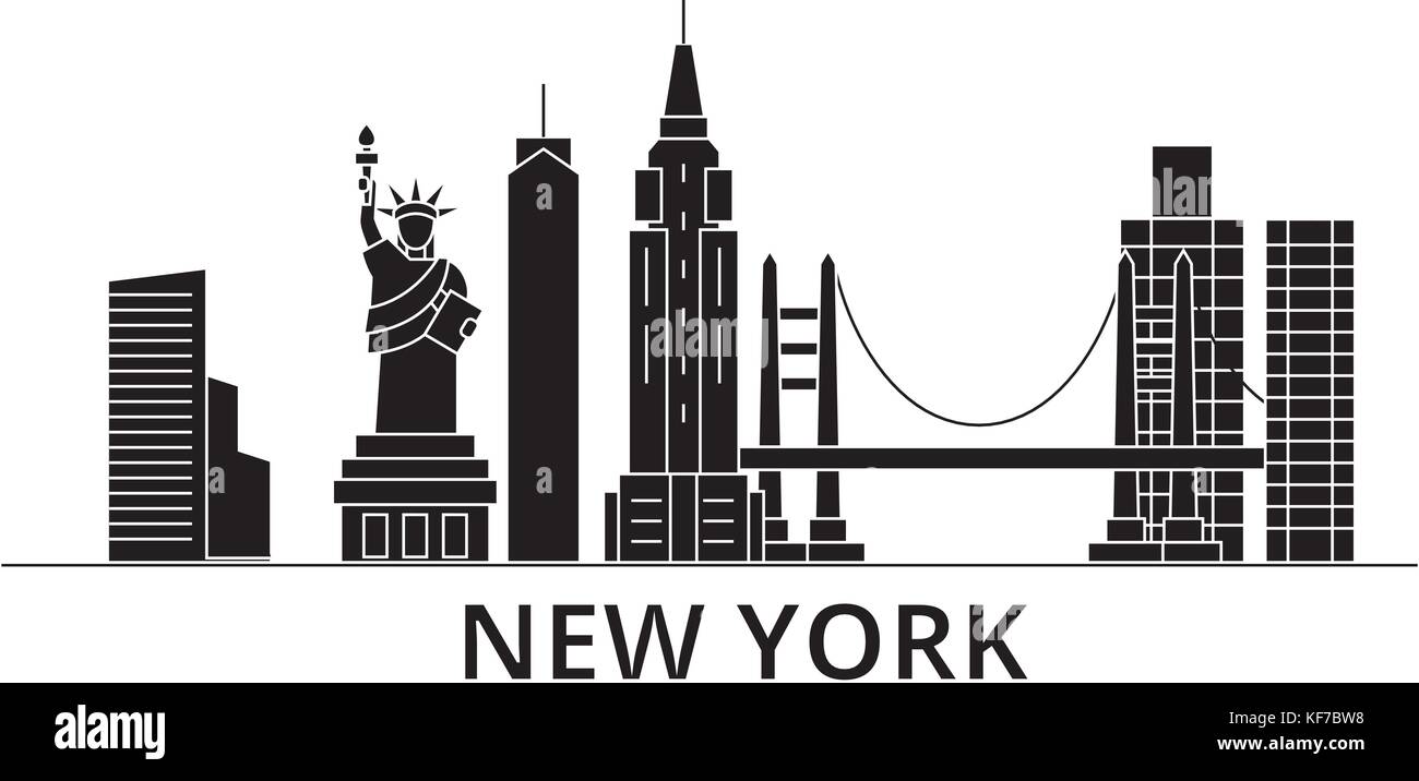 New York architecture vector city skyline, travel cityscape with ...