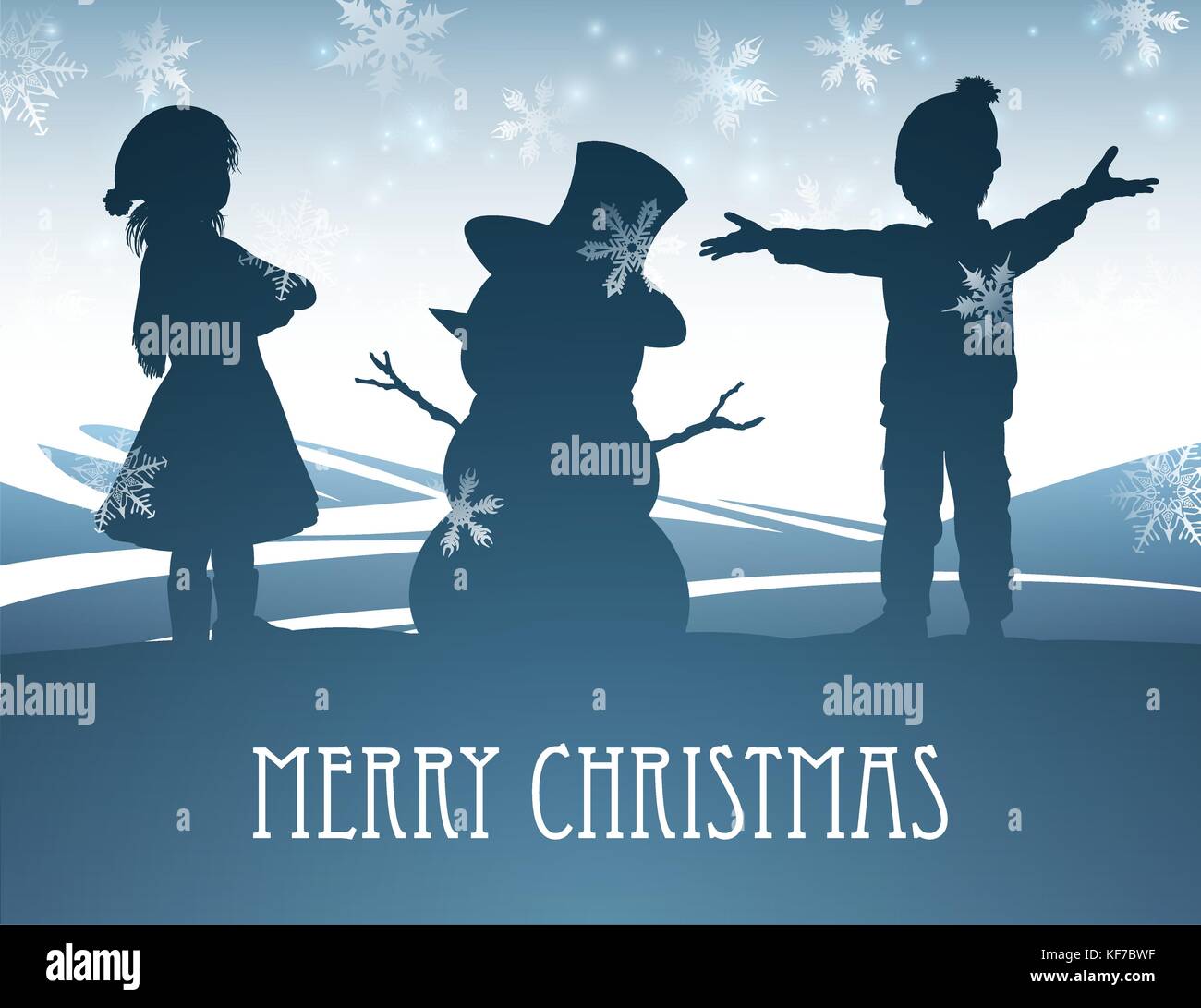 Kids Building Snowman Christmas Scene Stock Vector Image & Art - Alamy