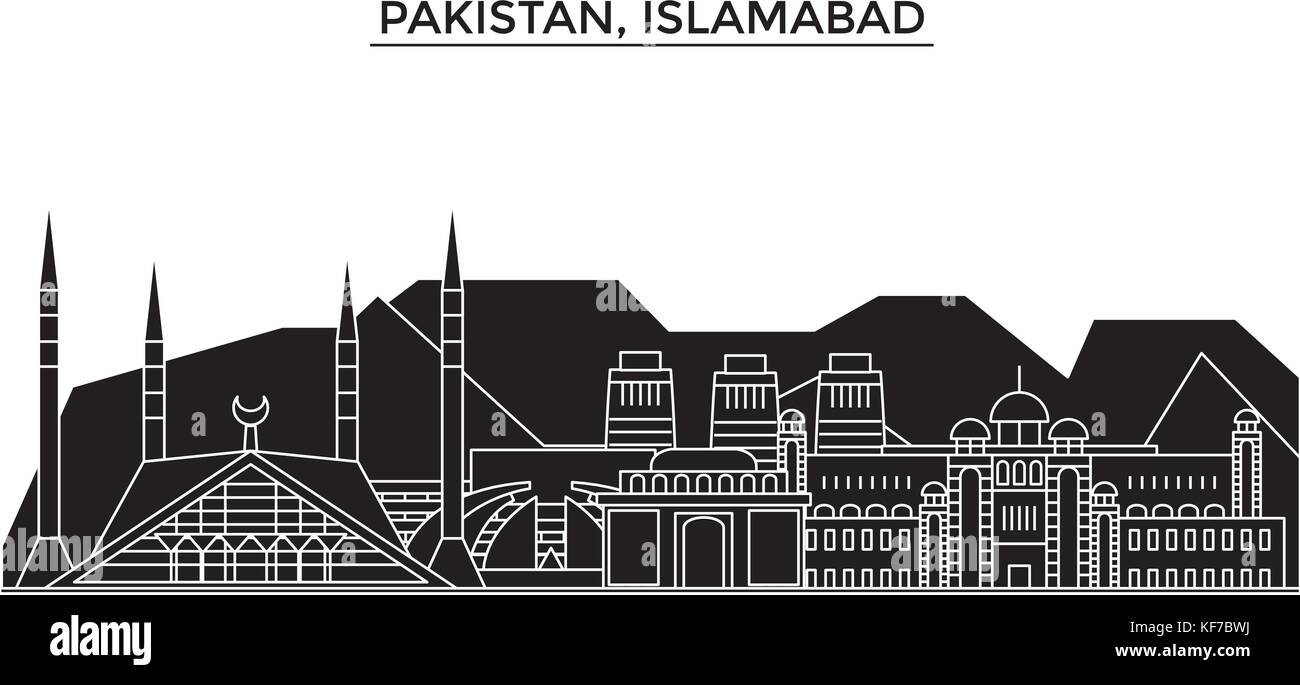 Pakistan, Islamabad architecture vector city skyline, travel cityscape ...