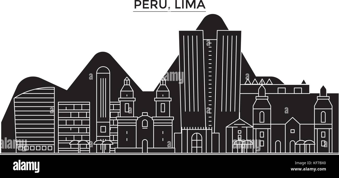 Peru, Lima architecture vector city skyline, travel cityscape with ...