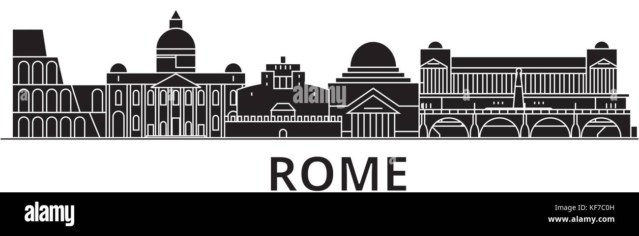 Rome architecture vector city skyline, travel cityscape with landmarks ...