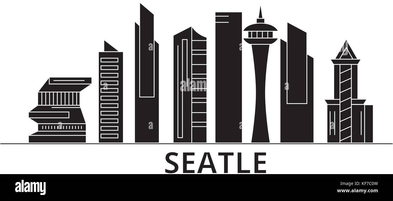Seattle architecture vector city skyline, travel cityscape with ...
