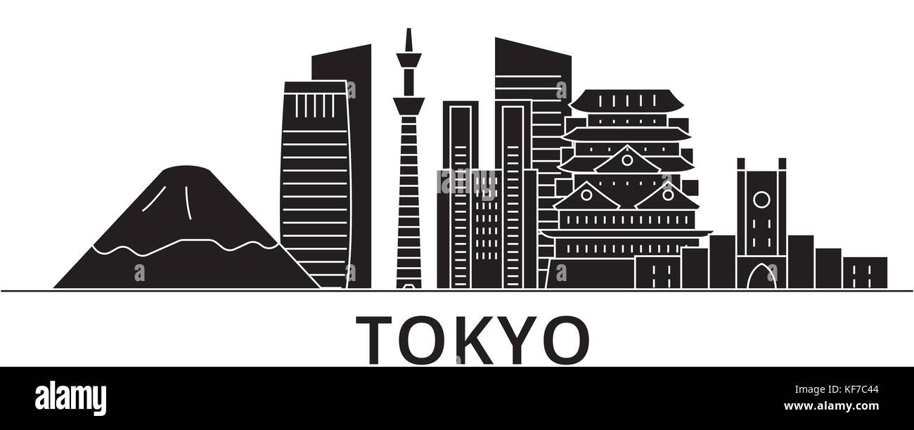 Tokyo Japan architecture vector city skyline, travel cityscape with ...