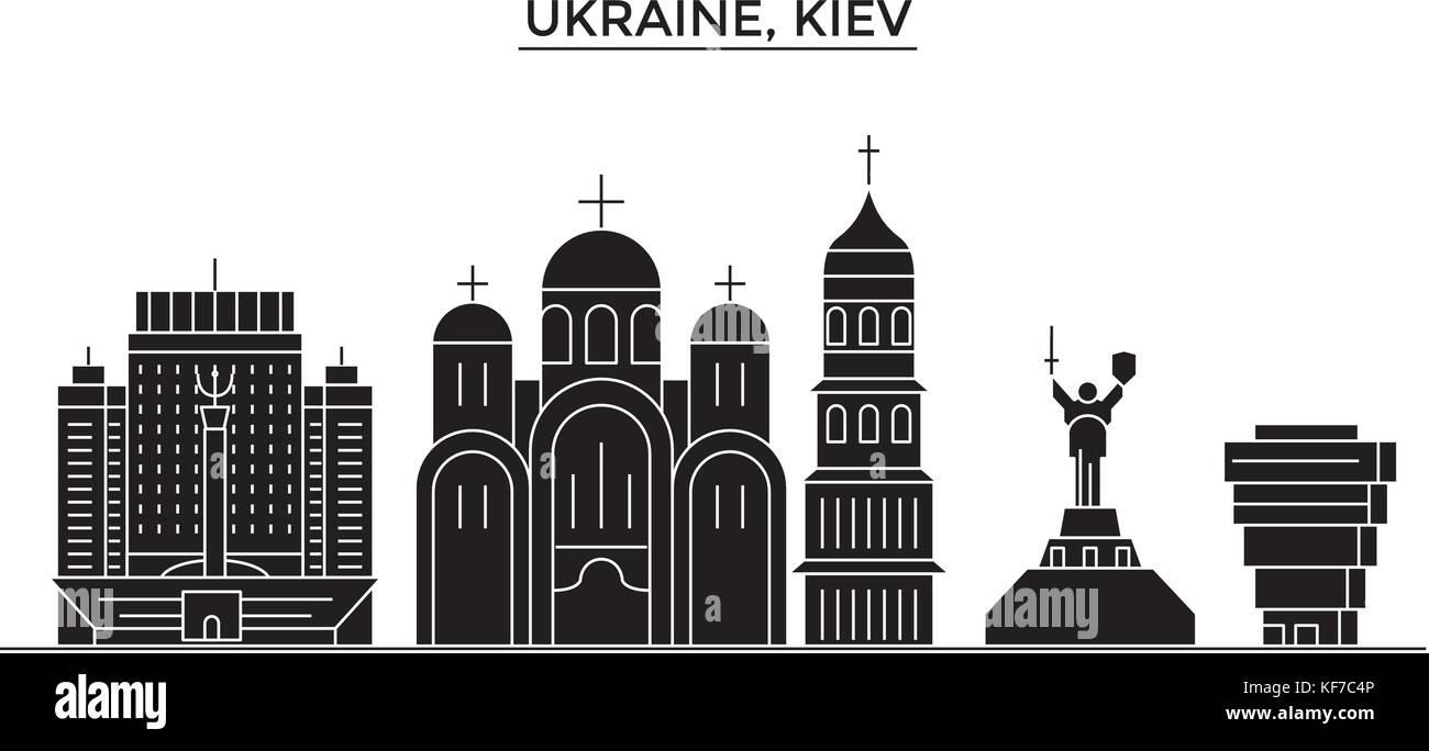 Ukraine, Kiev architecture vector city skyline, travel cityscape with ...