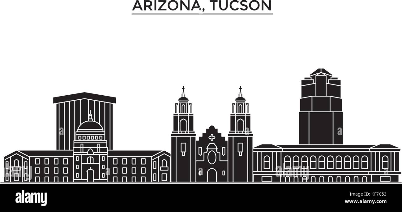 Usa, Arizona Tucson architecture vector city skyline, travel cityscape ...