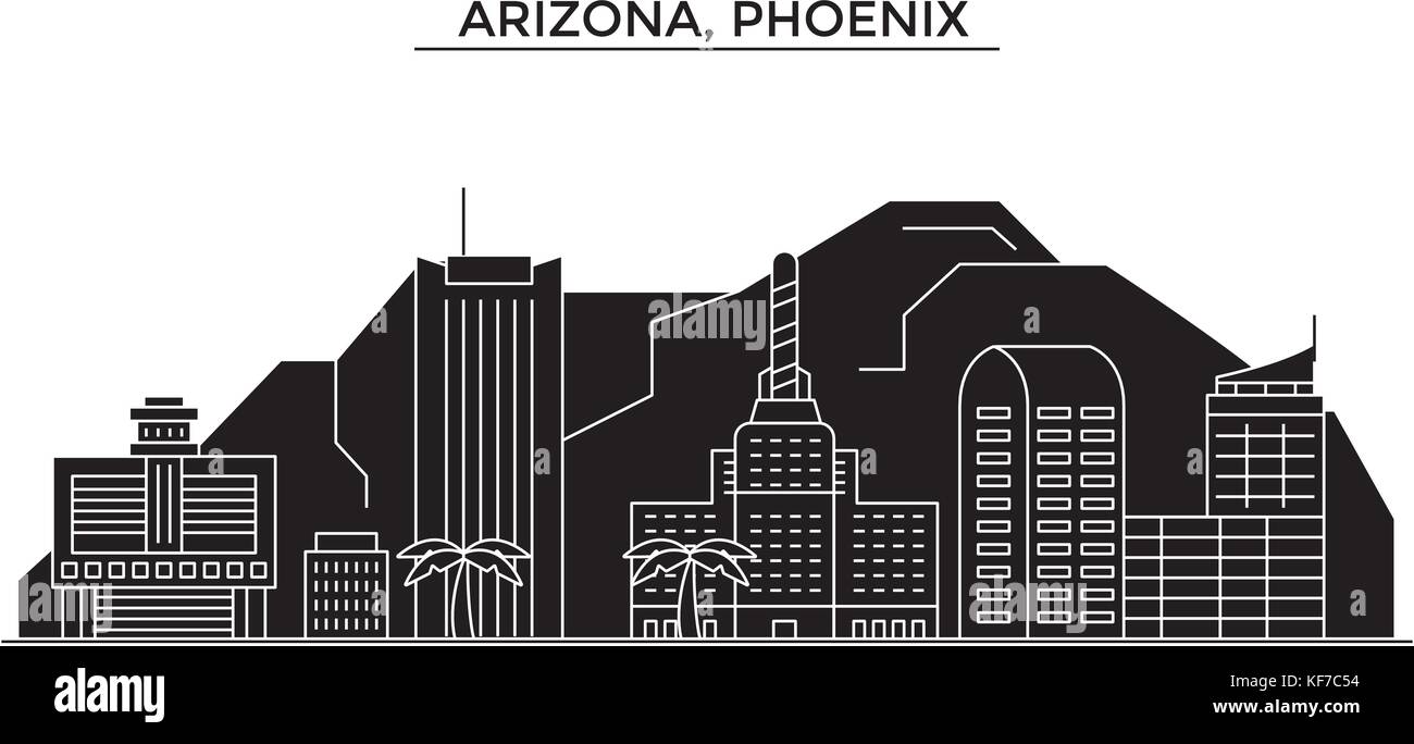 Usa, Arizona, Phoenix architecture vector city skyline, travel ...