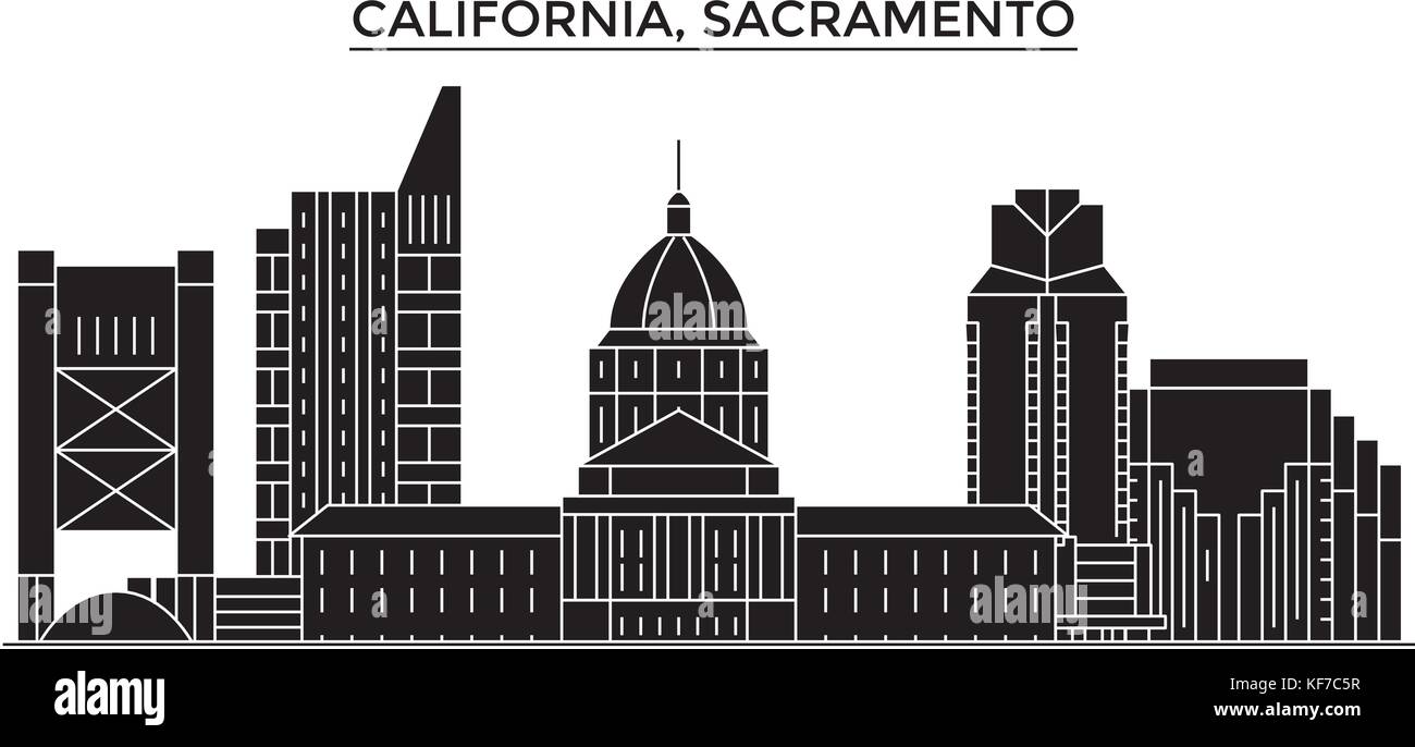 Usa, California Sacramento architecture vector city skyline, travel ...
