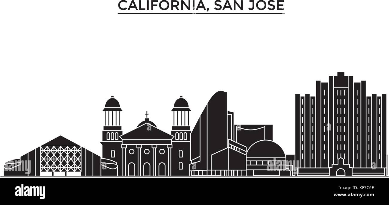 Usa, California San Jose architecture vector city skyline, travel ...