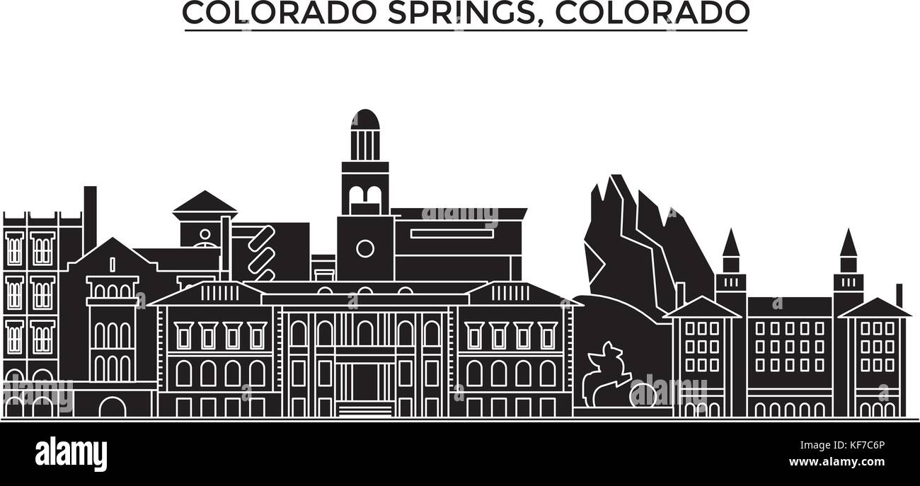 Usa, Colorado Springs architecture vector city skyline, travel ...
