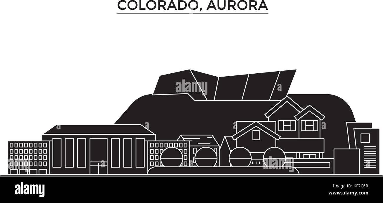 Usa, Colorado, Aurora architecture vector city skyline, travel ...