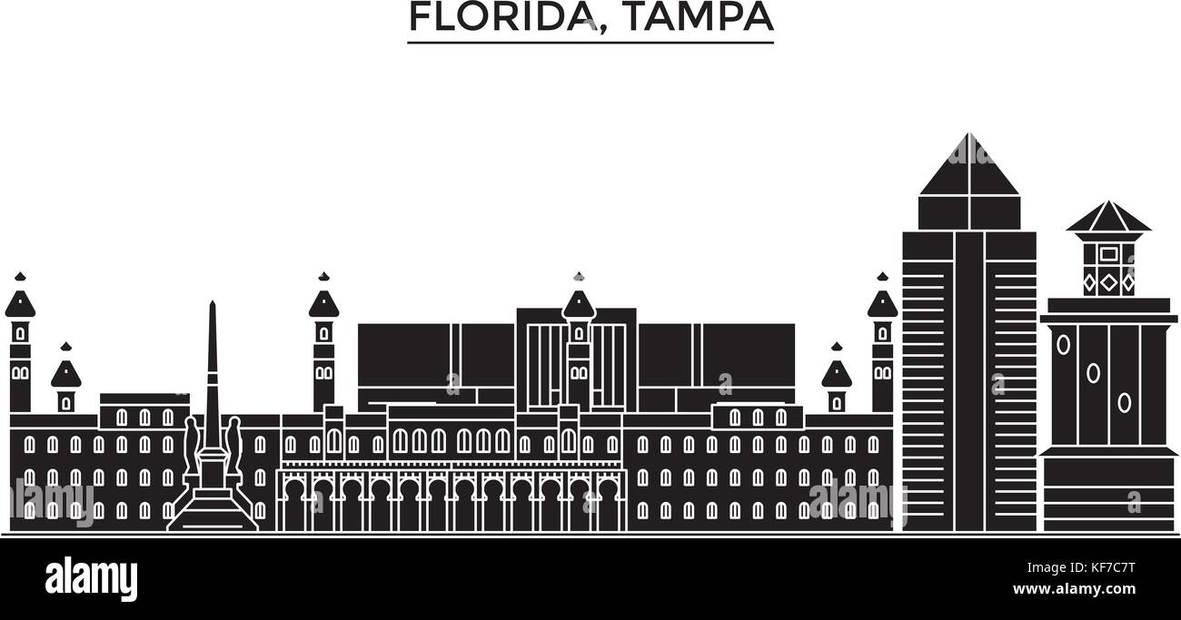 Usa, Florida, Tampa architecture vector city skyline, travel cityscape ...