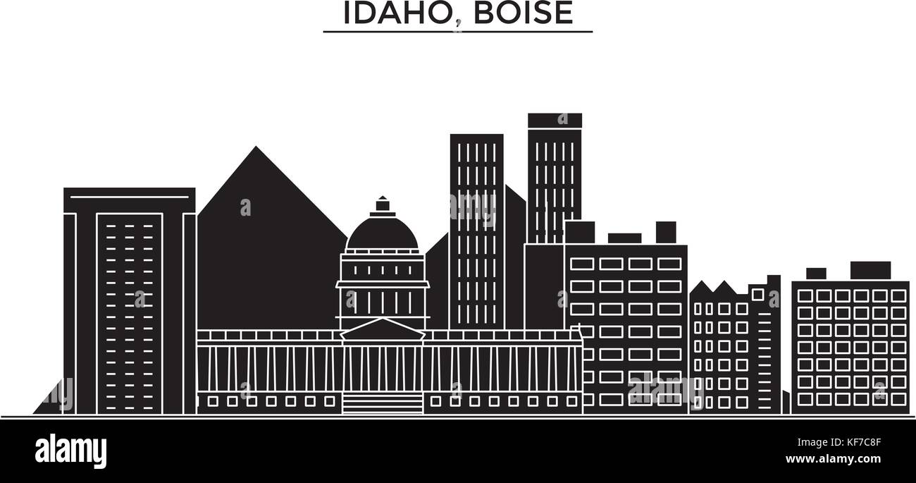 Usa, Idaho, Boise architecture vector city skyline, travel cityscape ...