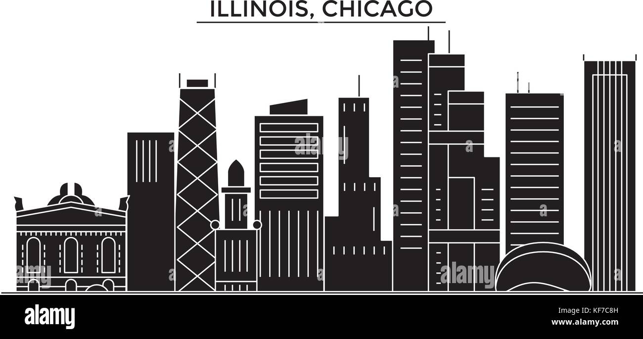 Usa, Illinois, Chicago architecture vector city skyline, travel ...
