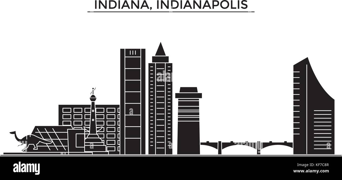 Usa, Indiana, Indianapolis architecture vector city skyline, travel ...