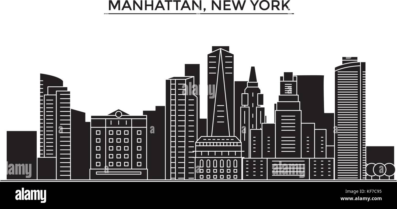 Usa, Manhattan, New York architecture vector city skyline, travel ...