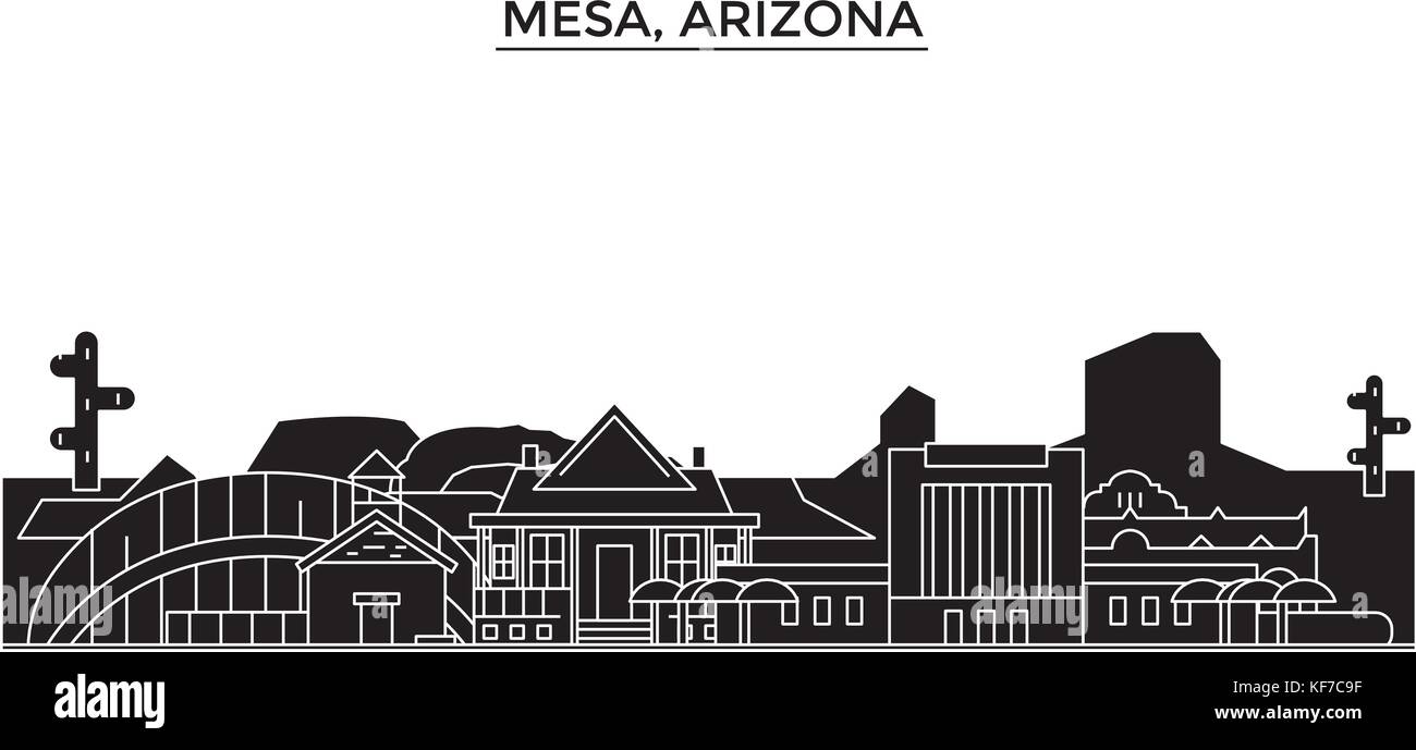 Usa, Mesa, Arizona architecture vector city skyline, travel cityscape ...
