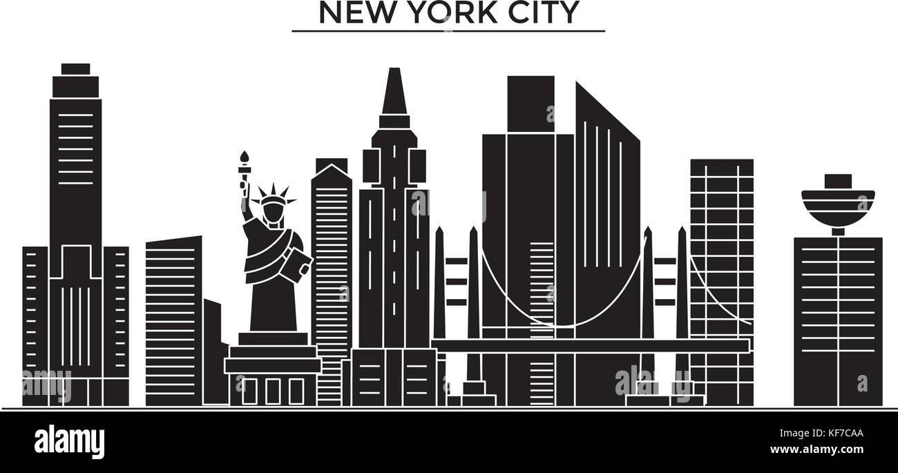 Usa, New York, New York City architecture vector city skyline, travel ...
