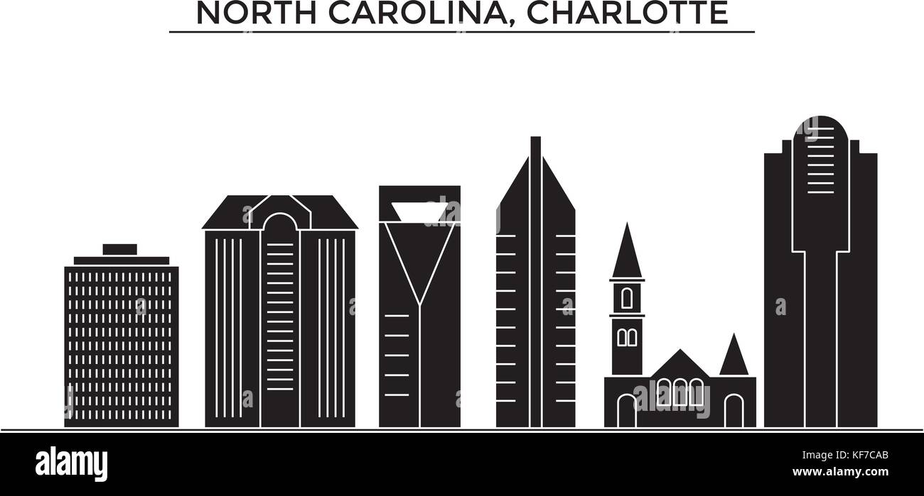 Usa, North Carolina, Charlotte architecture vector city skyline, travel ...