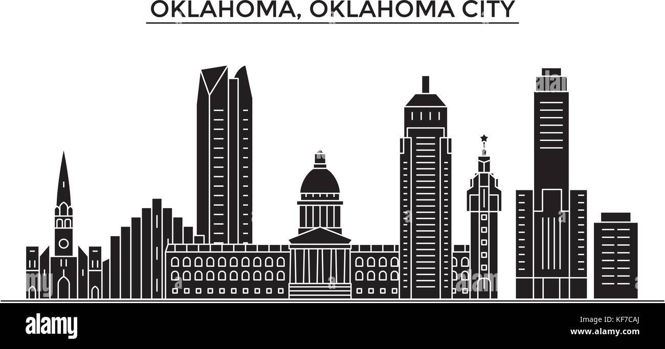 Usa, Oklahoma, Oklahoma City architecture vector city skyline, travel ...